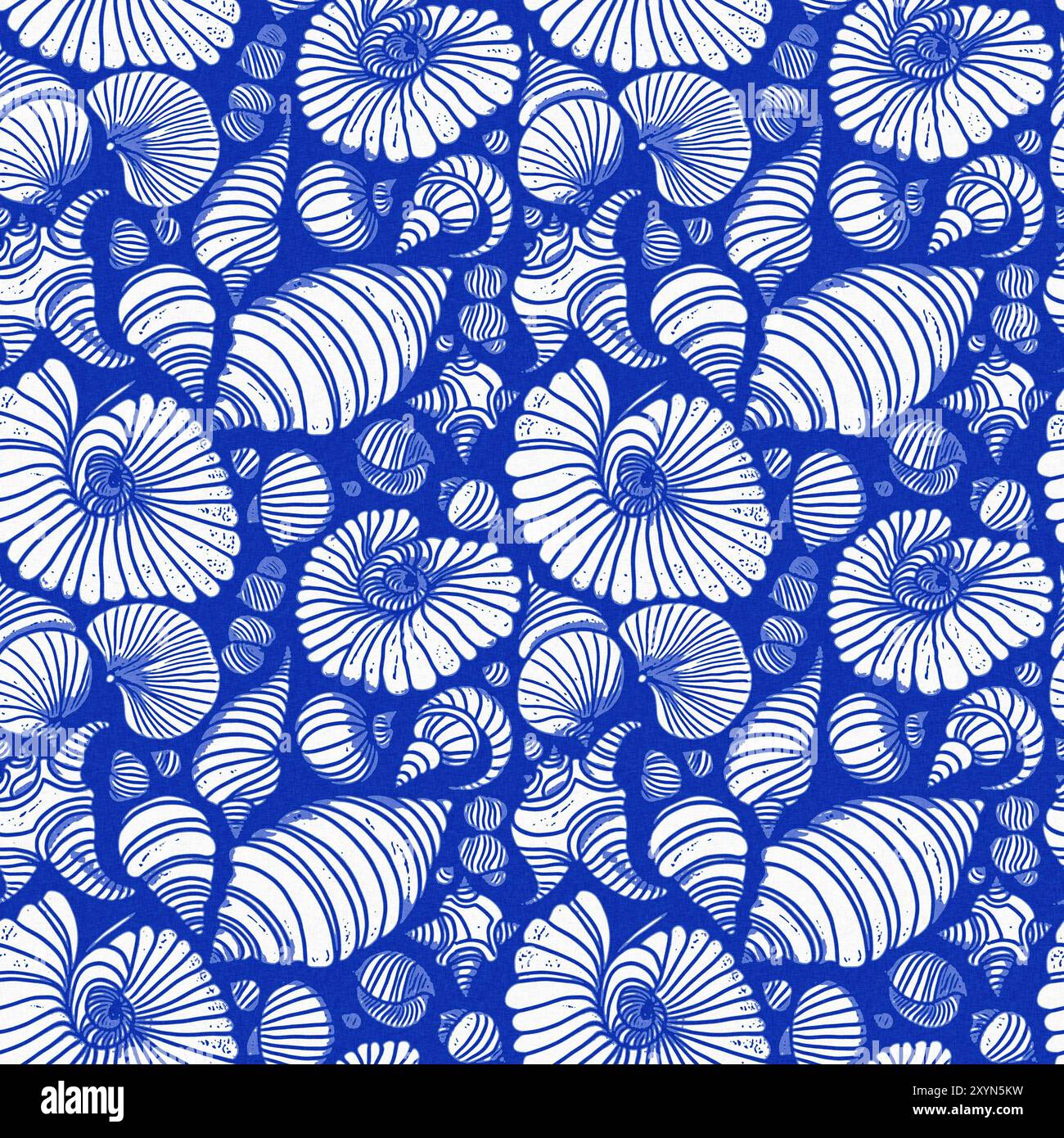 Azure blue white shell motif with linen seamless batik background ...
