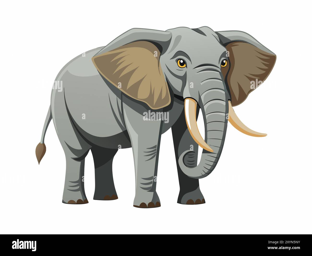 Colorful Illustration of an African elephant isolated on a white ...