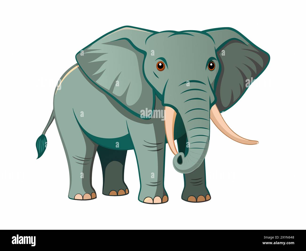 Colorful Illustration of an African elephant isolated on a white ...