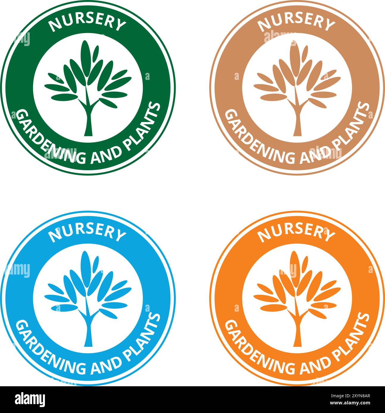 Colored nursery plants labels with the draw of a tree on a white ...