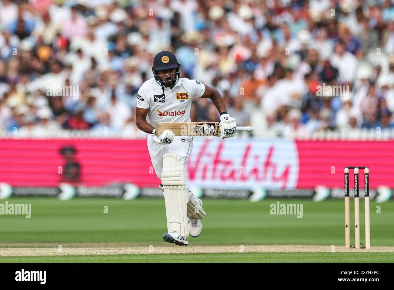 Kamindu Mendis of Sri Lanka makes one run during the England v Sri ...