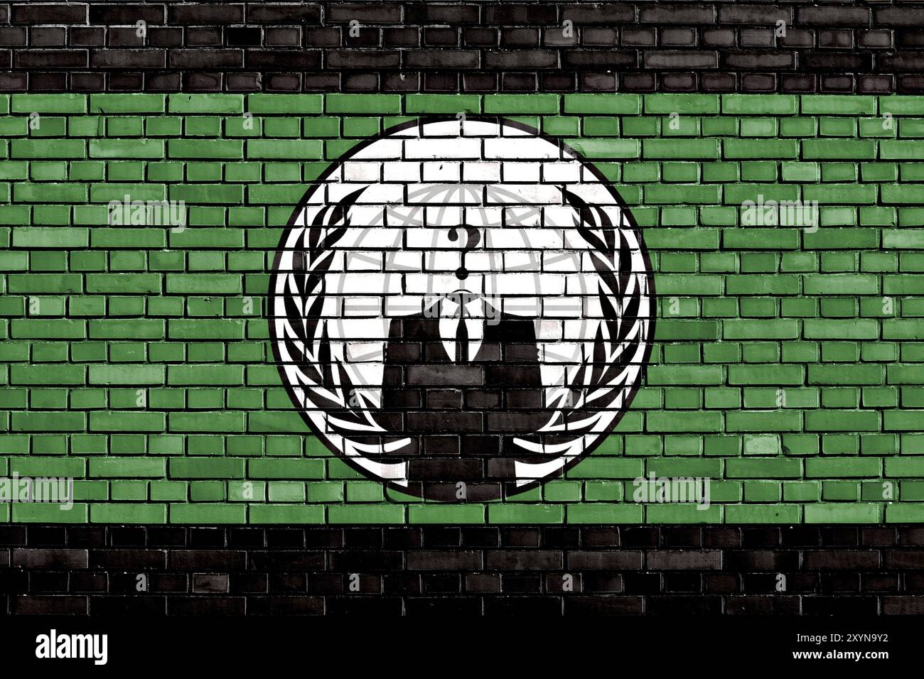 Flag of Anonymous painted on brick wall Stock Photo - Alamy
