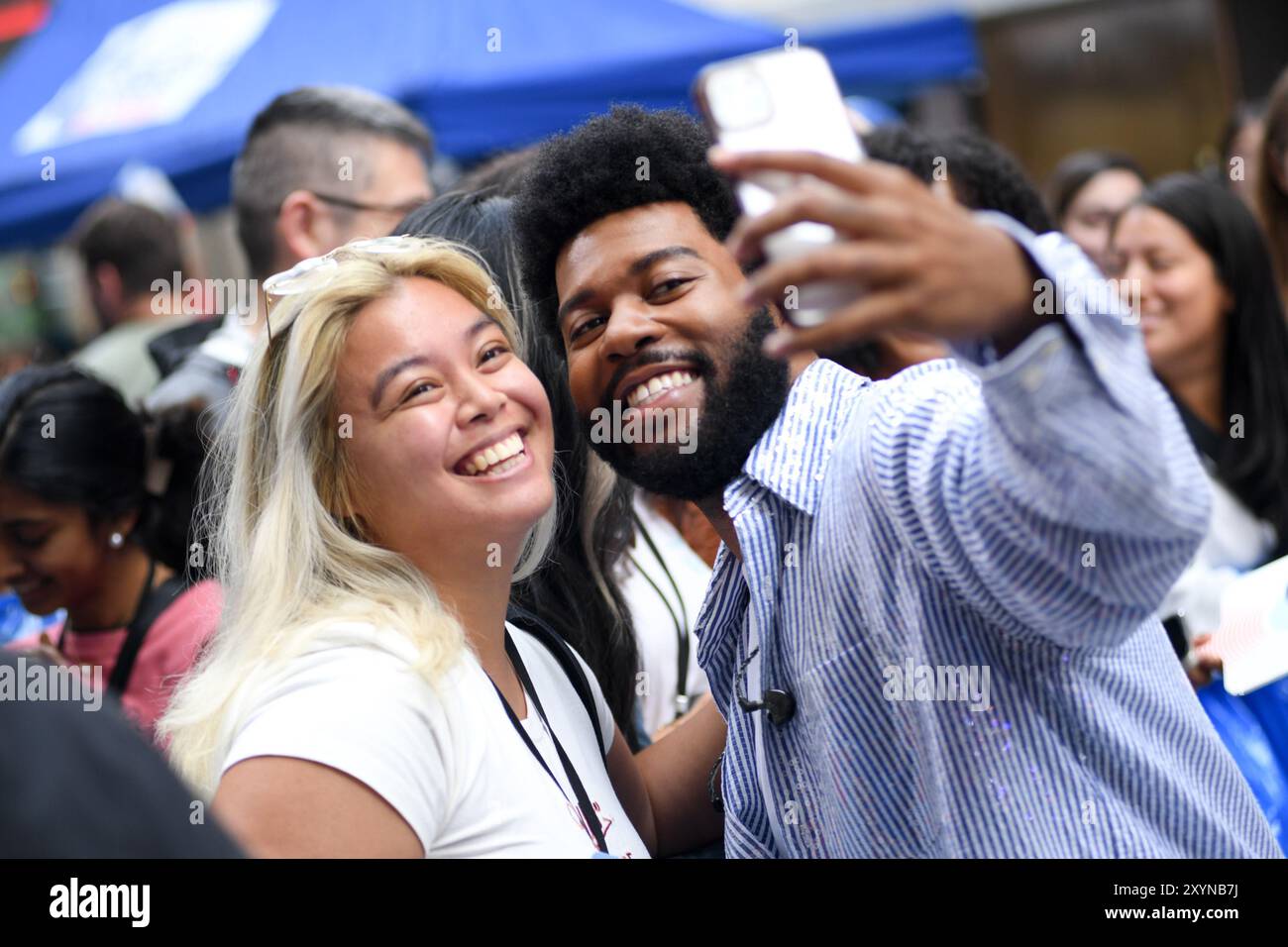 New York, USA. 30th Aug, 2024. Khalid interacts with fans on NBC's ...