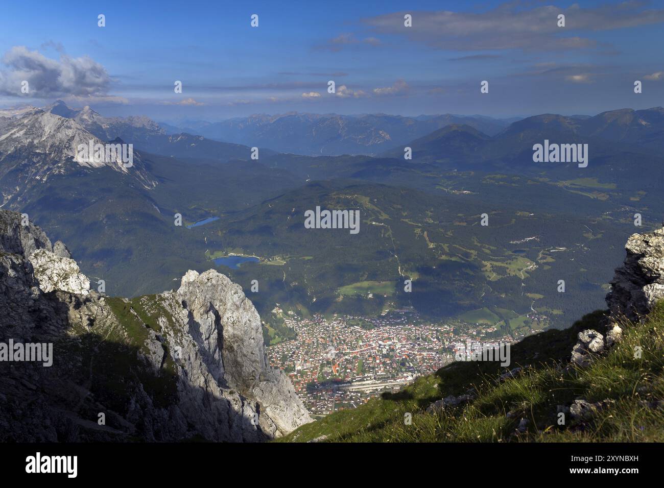View of Mittenwald from the Karwendel mountain station Stock Photo - Alamy