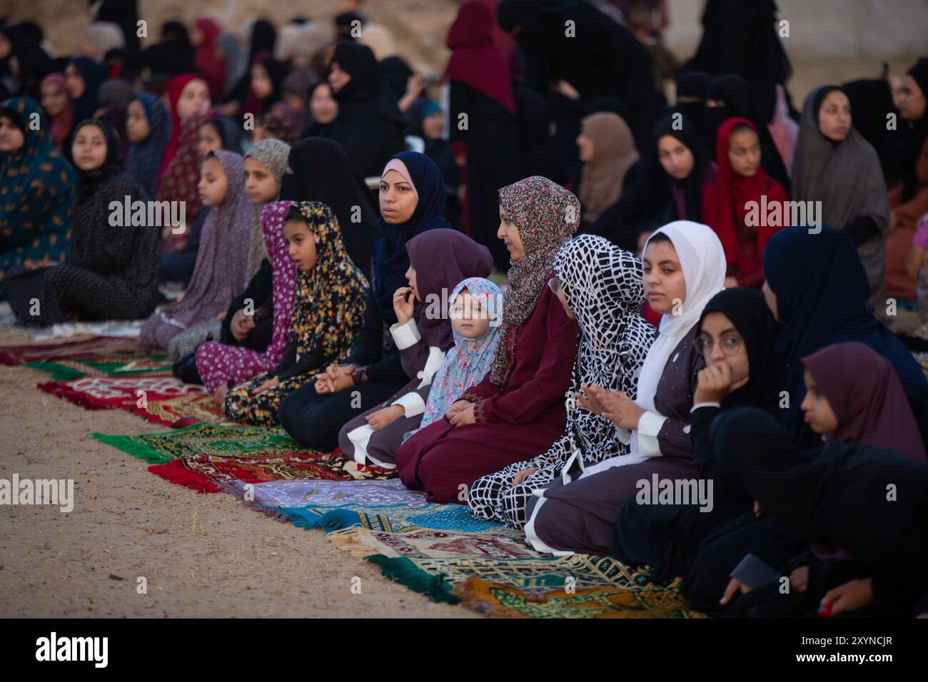 Gaza Strip, Palestine. May 2, 2022: Palestinian Muslims perform prayers ...