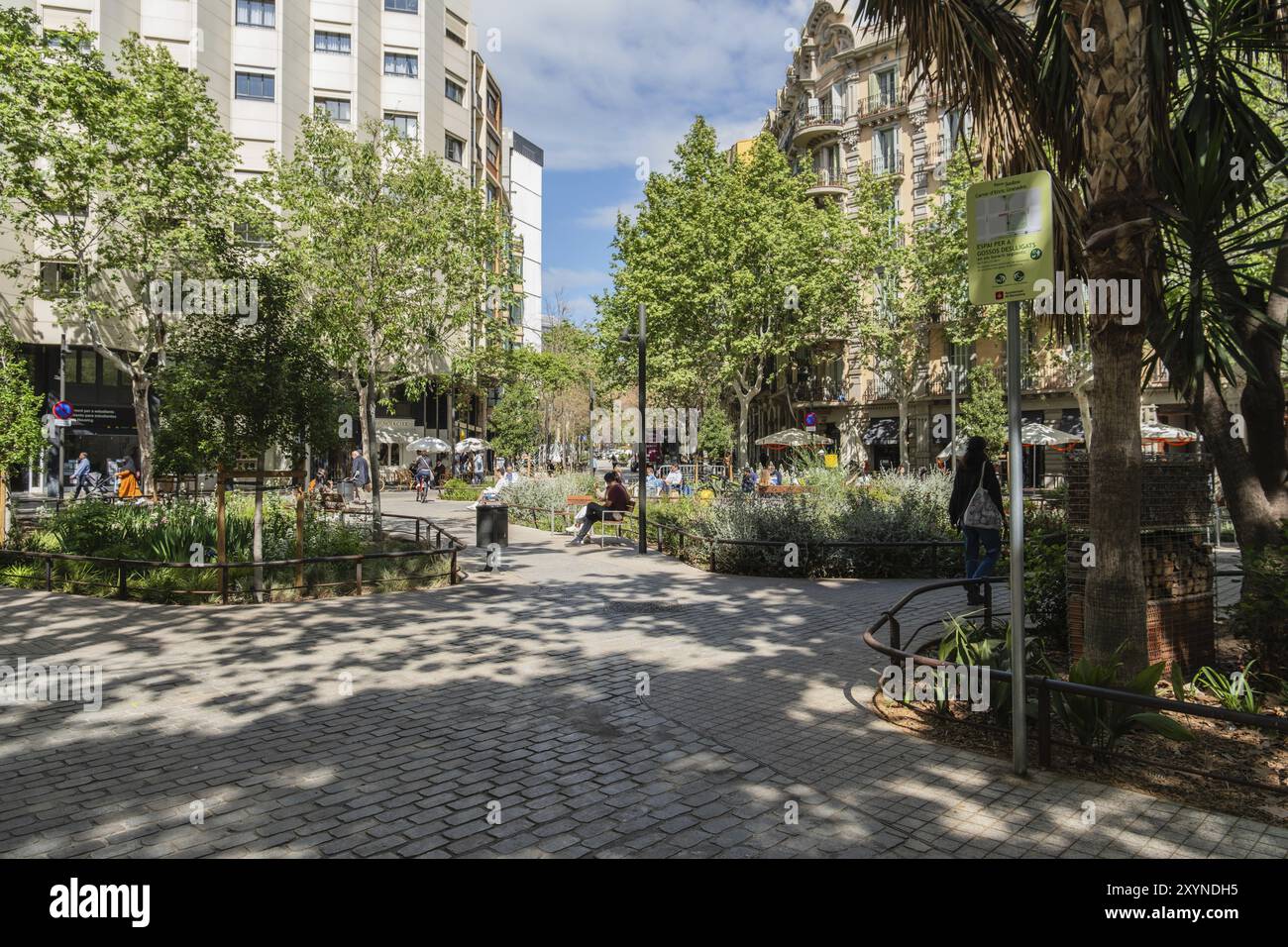 The Eixample superblock, car-free and pedestrianised area in the centre ...