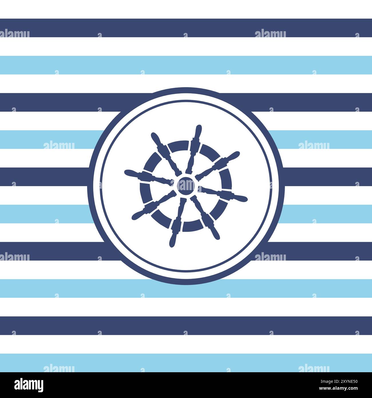 Sailing ship wheel on navy white and blue background Stock Vector Image ...