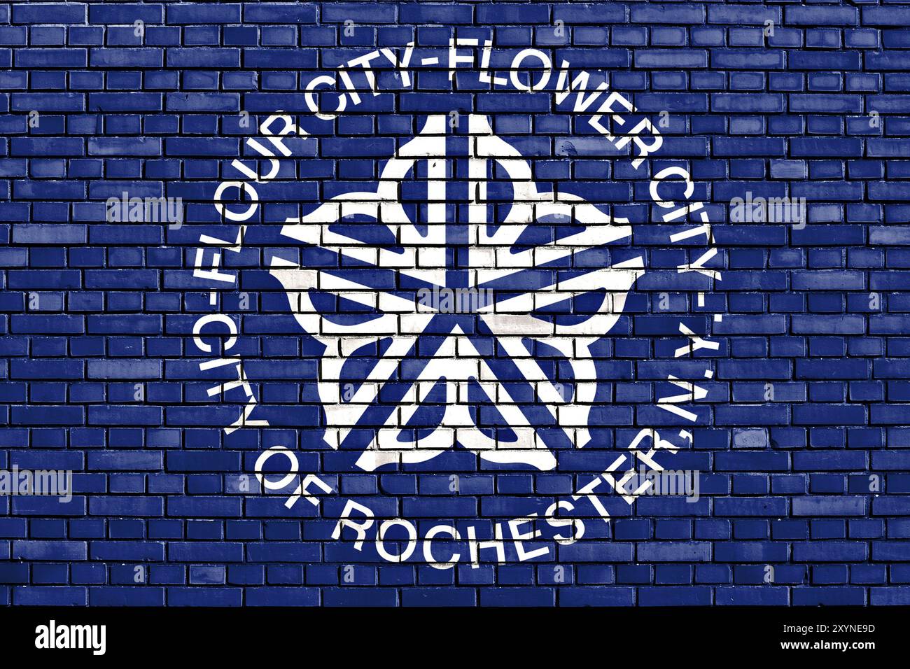Flag of Rochester painted on brick wall Stock Photo - Alamy