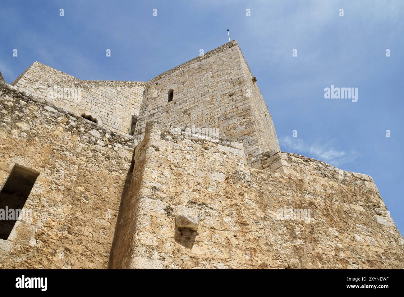 View of Pope Luna's Palace in Peniscola, Valencia Province, Spain. In ...