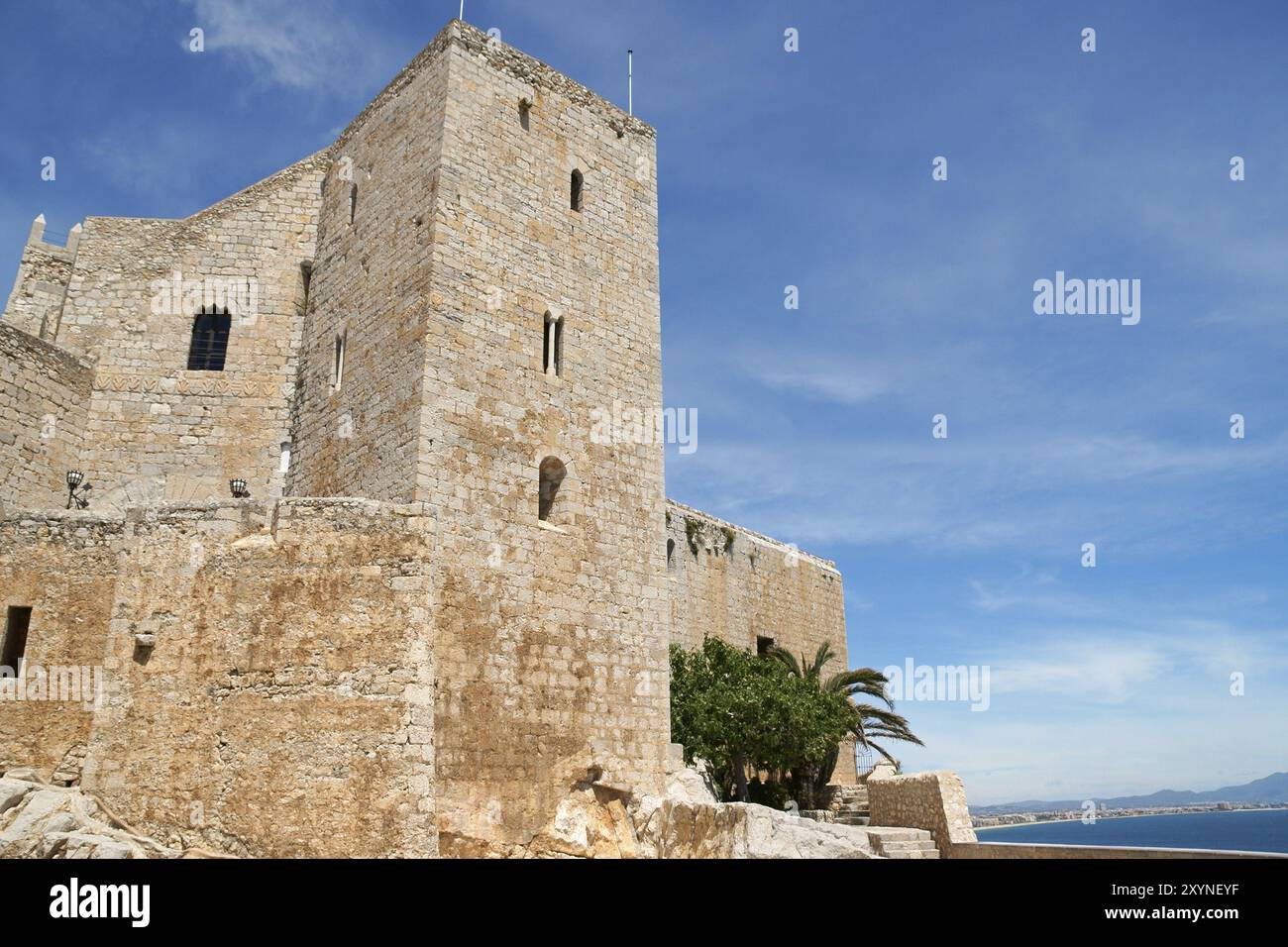 View of Pope Luna's Castle in Peniscola, Valencia Province, Spain. In ...