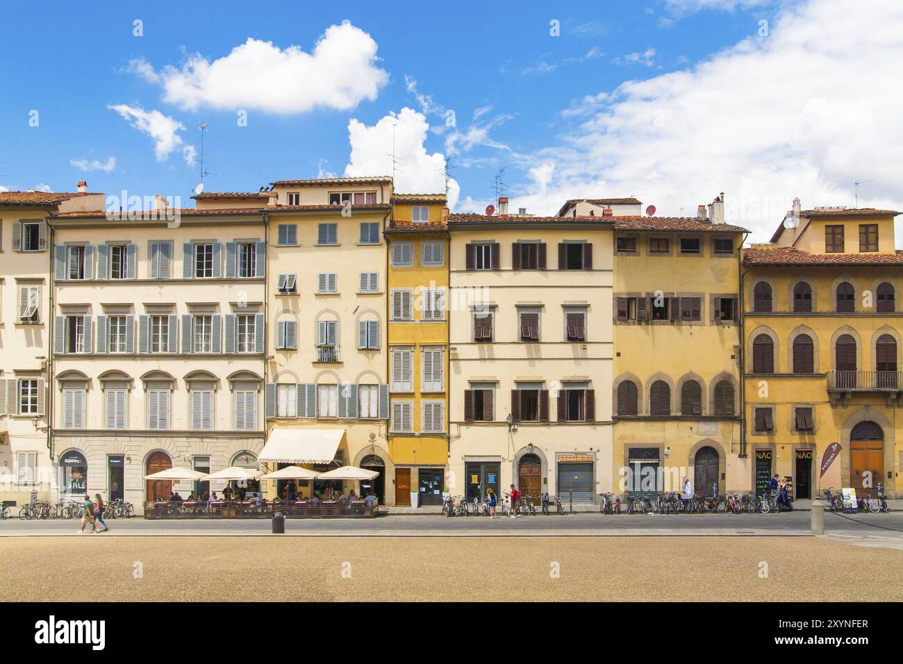 The typical italian street. Side view of the street. Italy, Florence ...