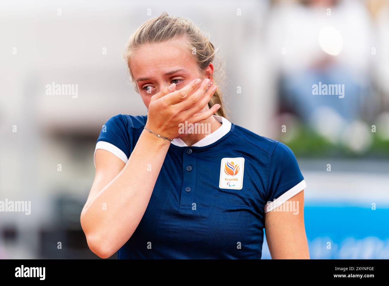 PARIS, FRANCE - AUGUST 30: Jinte Bos of the Netherlands reacts after ...