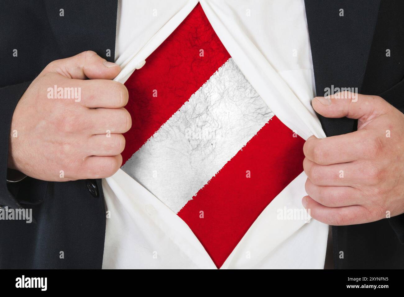 The Peru flag painted on the chest of a man Stock Photo - Alamy