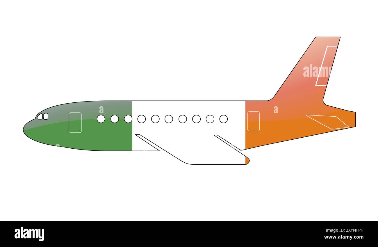 The irish flag painted on the silhouette of a aircraft. glossy ...