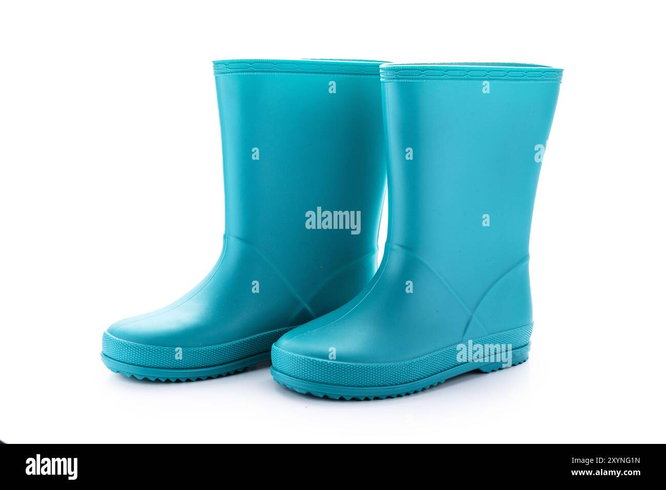 Blue rubber boots isolated on white background. Kids shoes for water ...