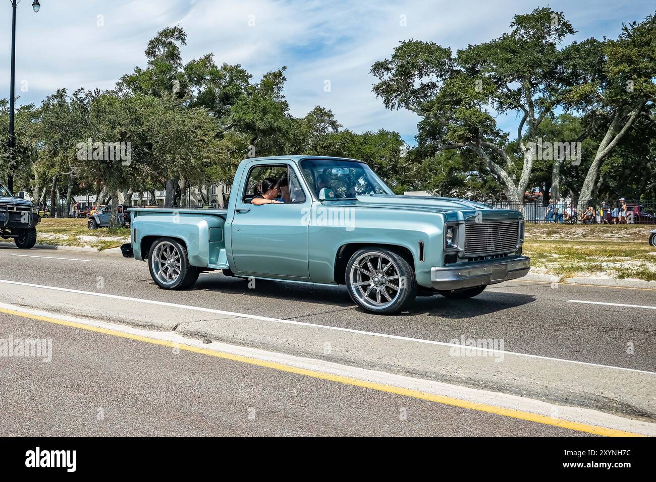 Gulfport, MS - October 07, 2023: Wide angle front corner view of a 1980 ...