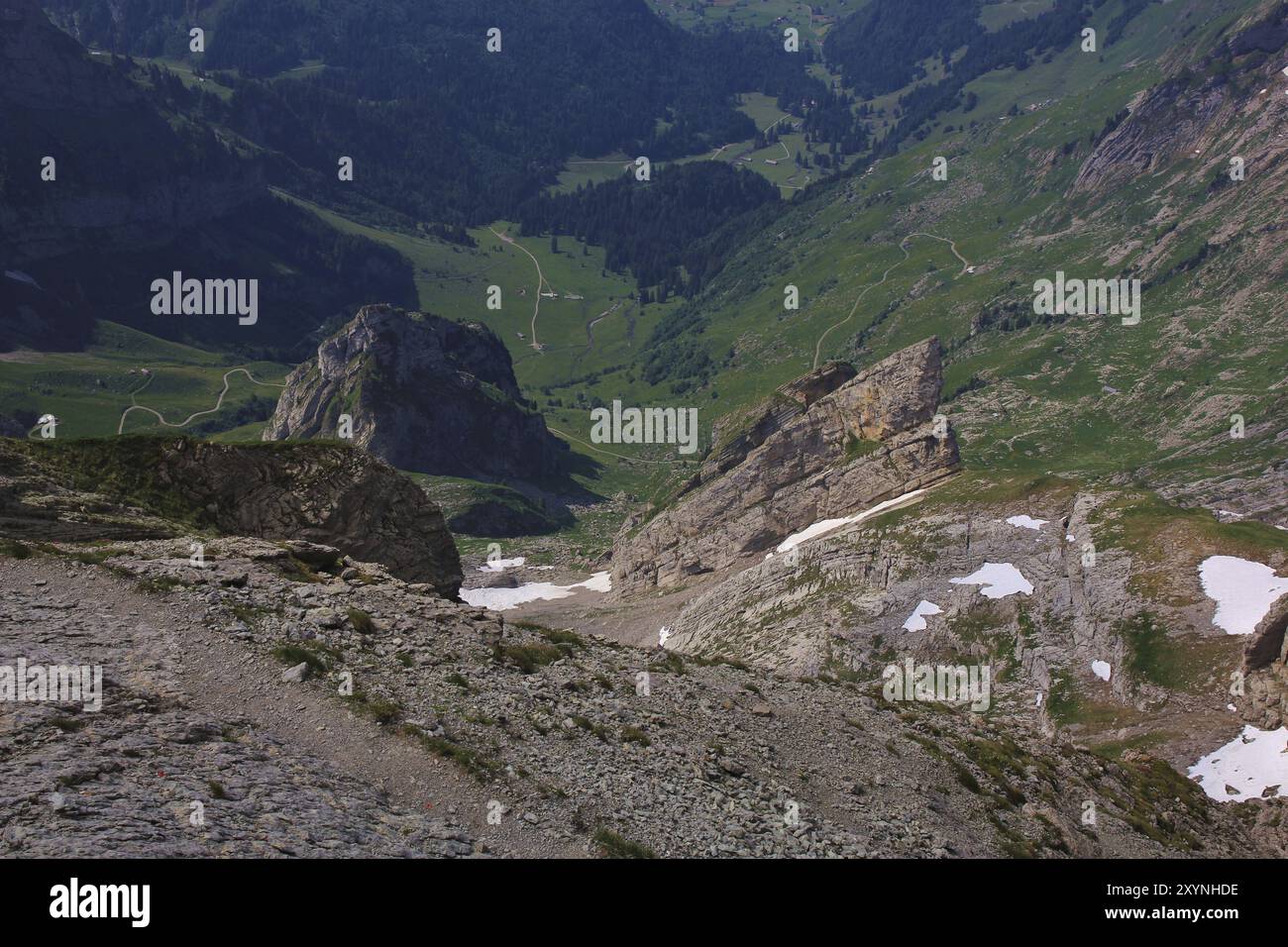 Landscape in the Swiss Alps. Rock of the Alpstein massif Stock Photo ...