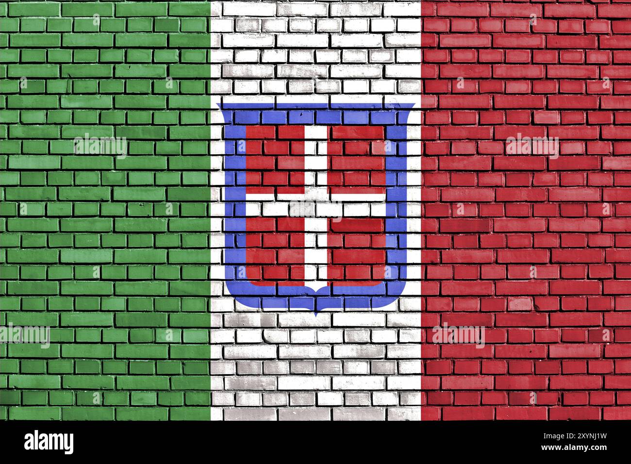 Flag of Kingdom of Italy painted on brick wall Stock Photo - Alamy
