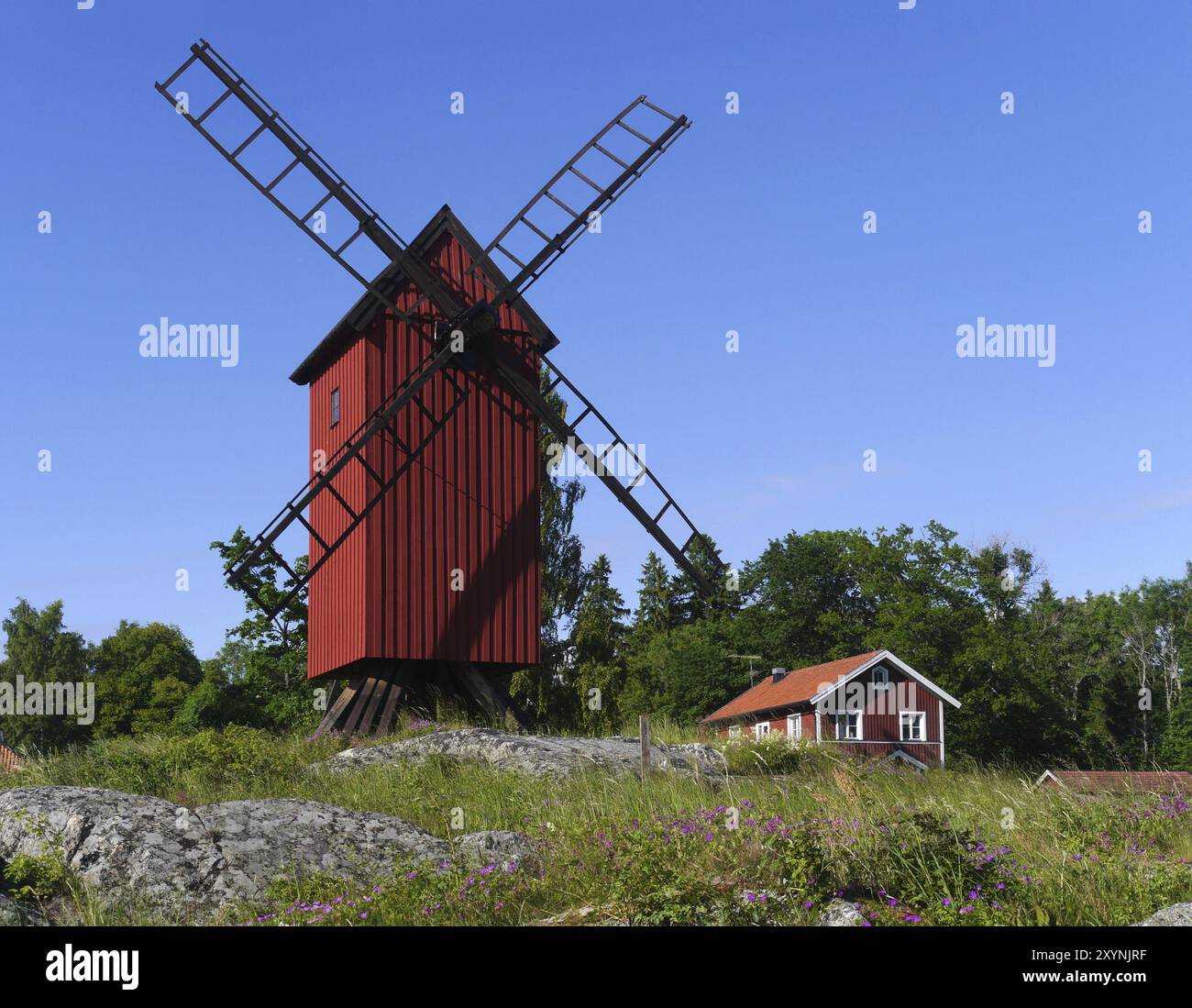 Lidoe Kvarn, trestle windmill Stock Photo - Alamy