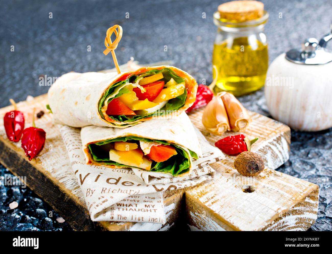 Shawarma sandwich with vegetable and cheese. Traditional Middle Eastern ...