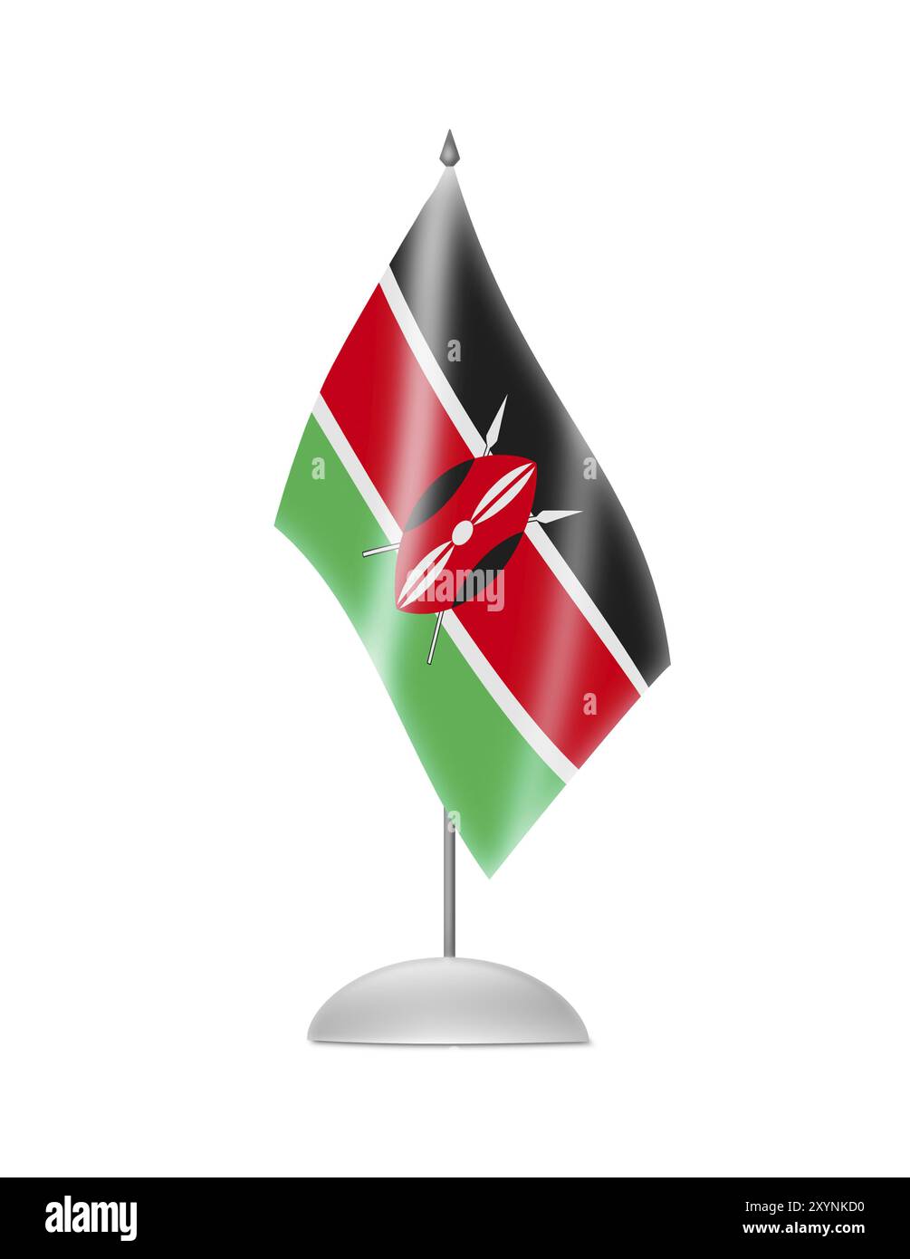 The Kenyan flag. Table Flag. Isolated on white Stock Photo - Alamy