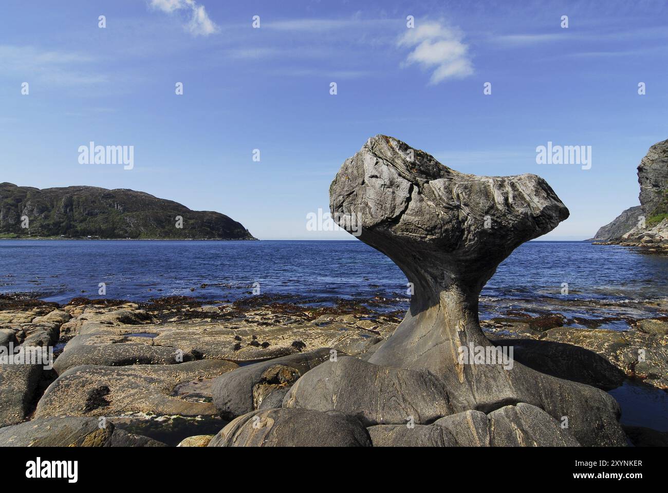 Kannesteinen is a rock formed by waves and ice. It stands on the coast ...