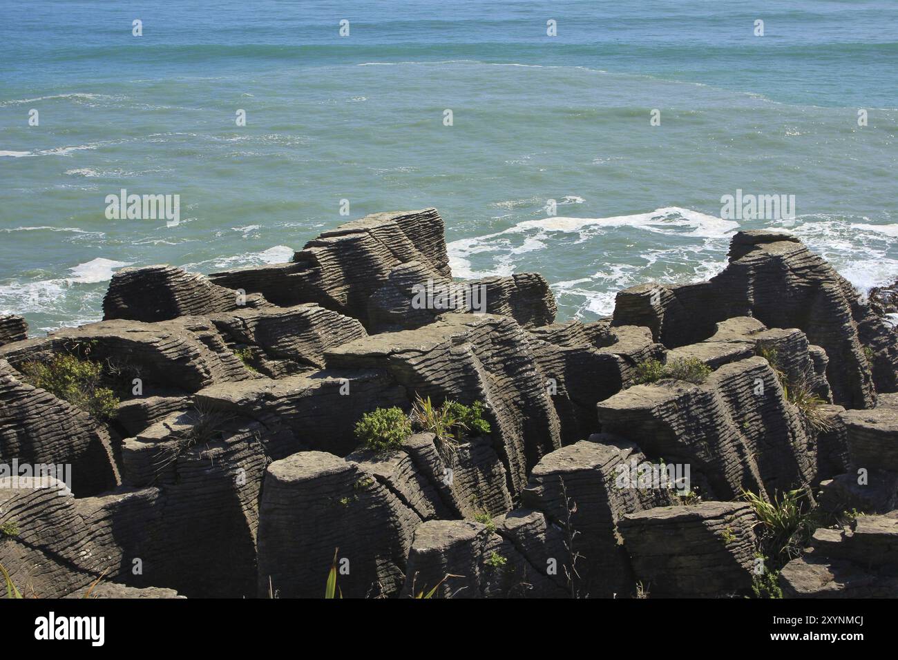 Unique rock formations in New Zealand. Pancake Rocks, Punakaiki Stock ...