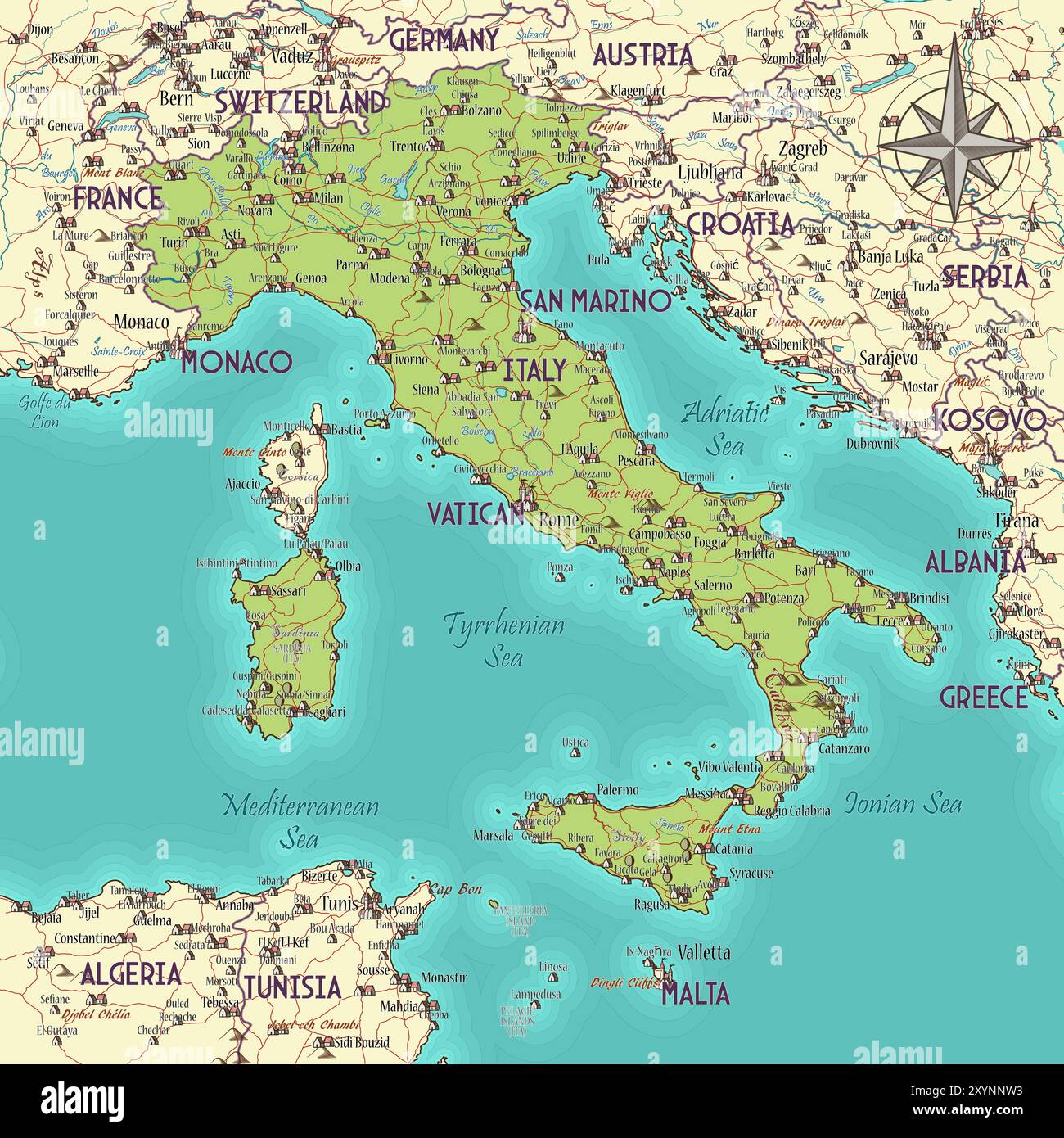 Map of Italy artistic vintage fantasy style Stock Vector Image & Art ...