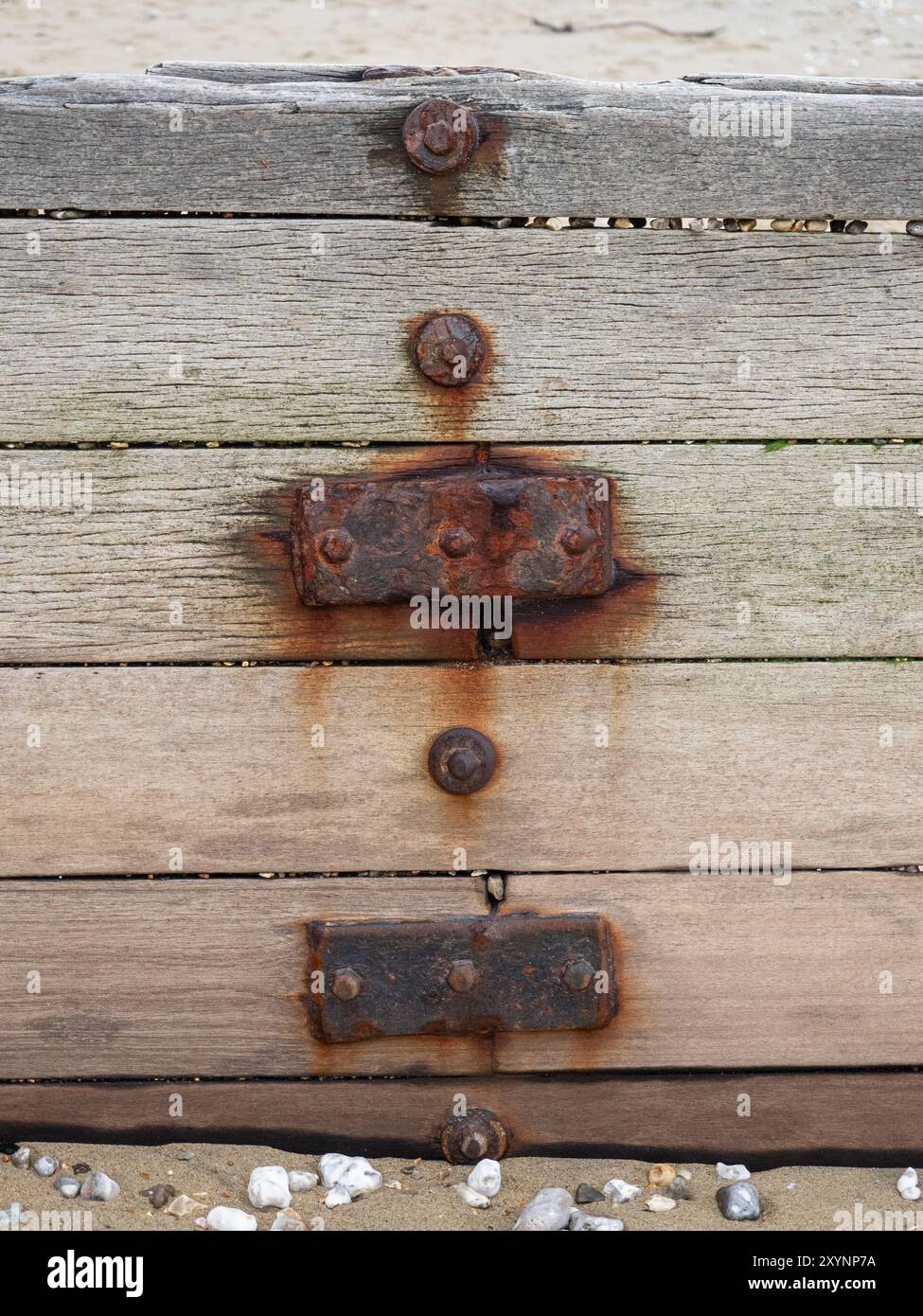 close up detail of a rusty rusting metal nuts bolts washers fittings on ...