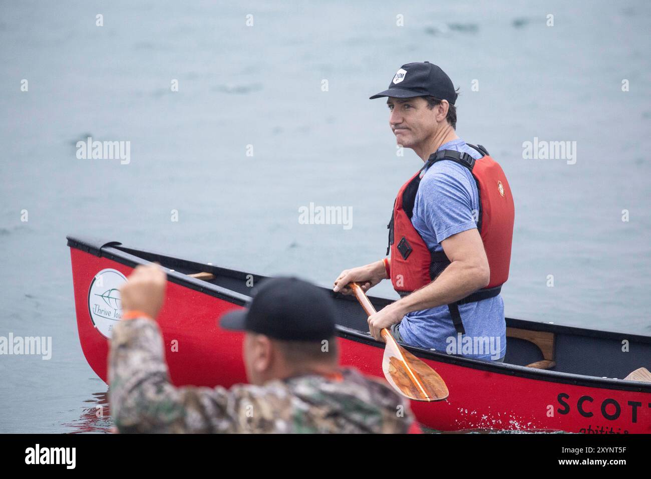 Prime Minister Justin Trudeau canoes with local Indigenous leaders on ...