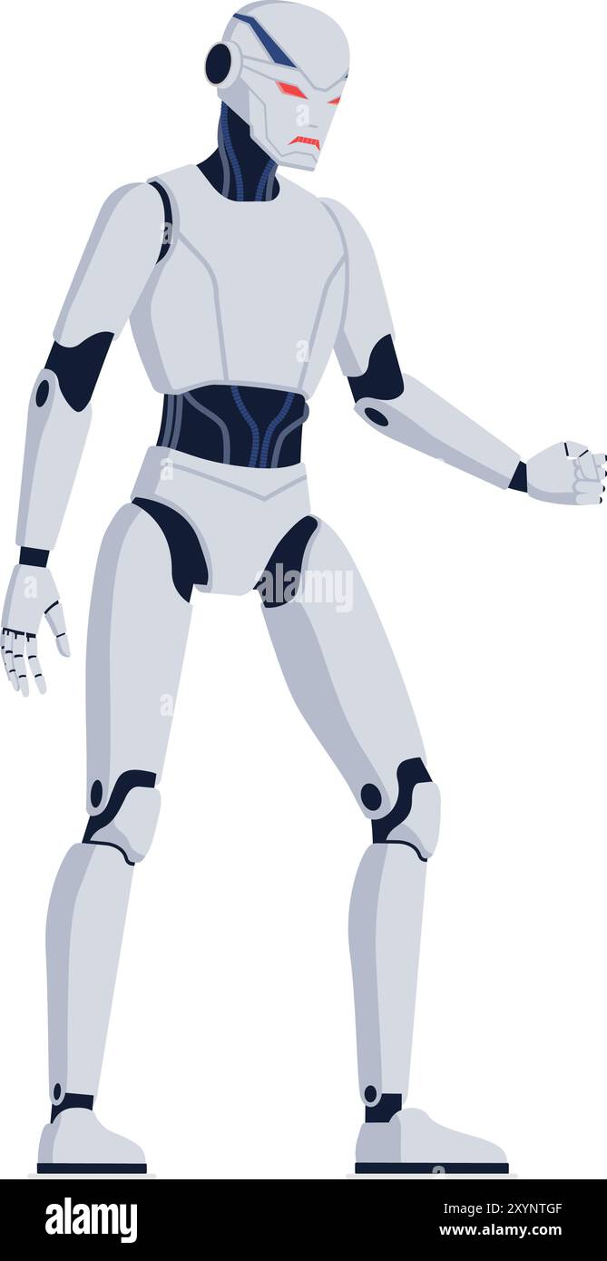 Angry threatening AI robot gone insane and showing a fist Stock Vector ...