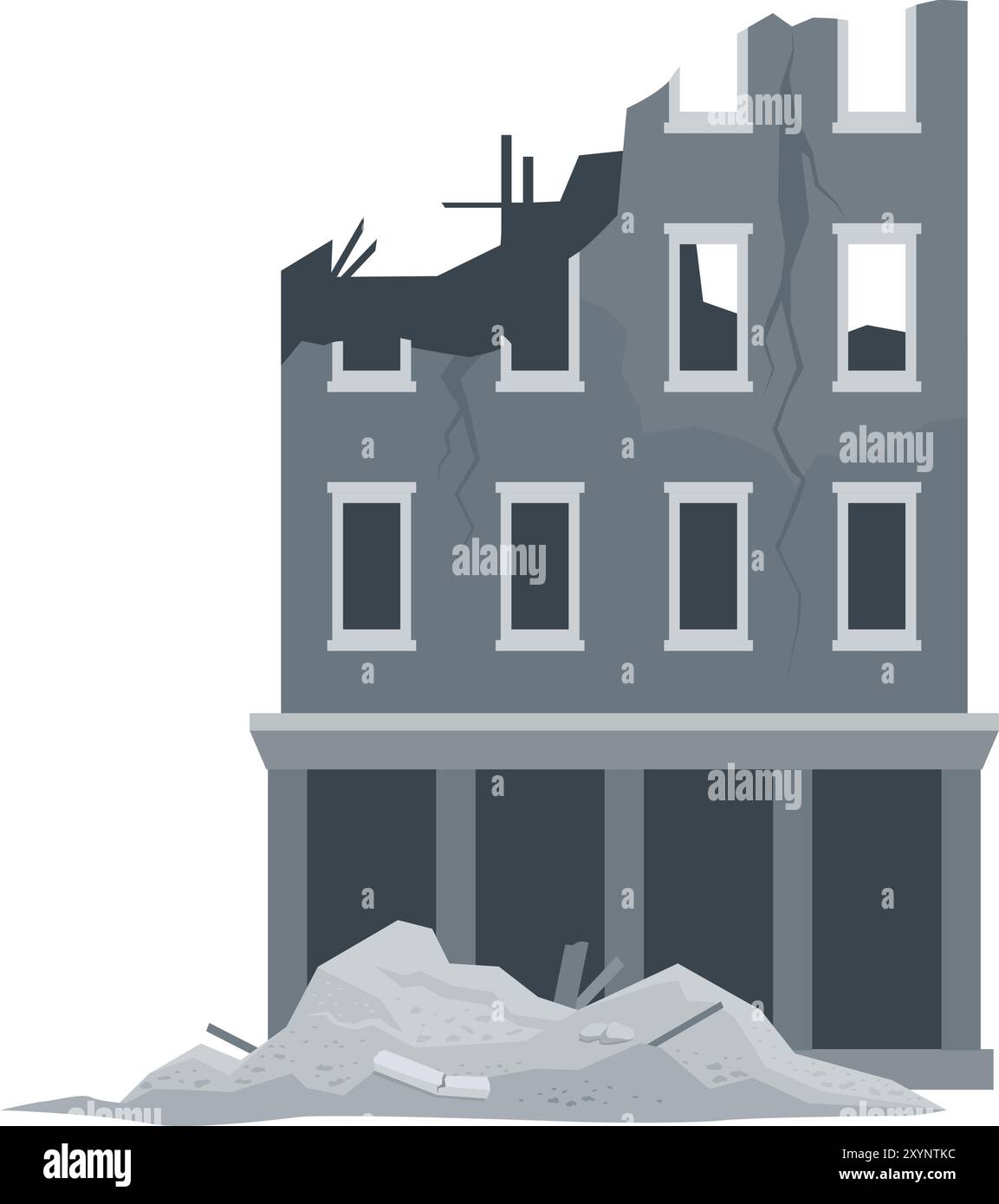 Destroyed falling building after a catastrophe, isolated Stock Vector ...