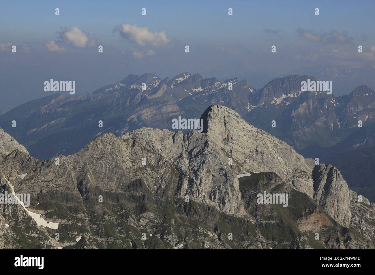 Layered rock seen from Mount Santis, Swiss Alps Stock Photo - Alamy