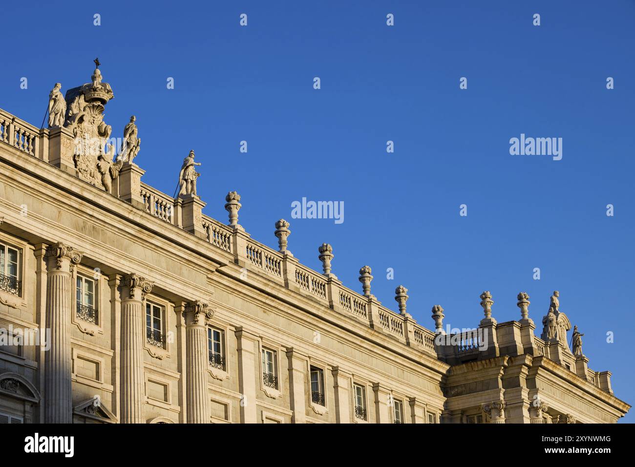 Royal Palace in Madrid, Spain, architectural details, rooftop ...