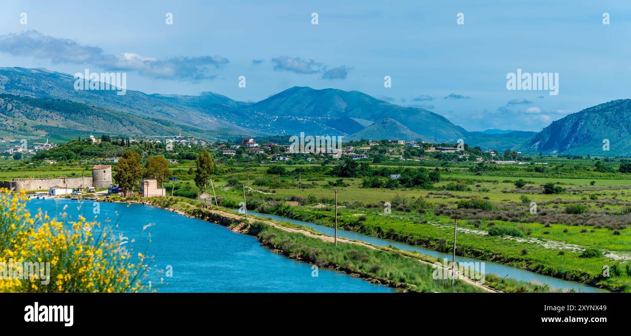 A view towards the Venetian castle beside the strait at Butrint ...