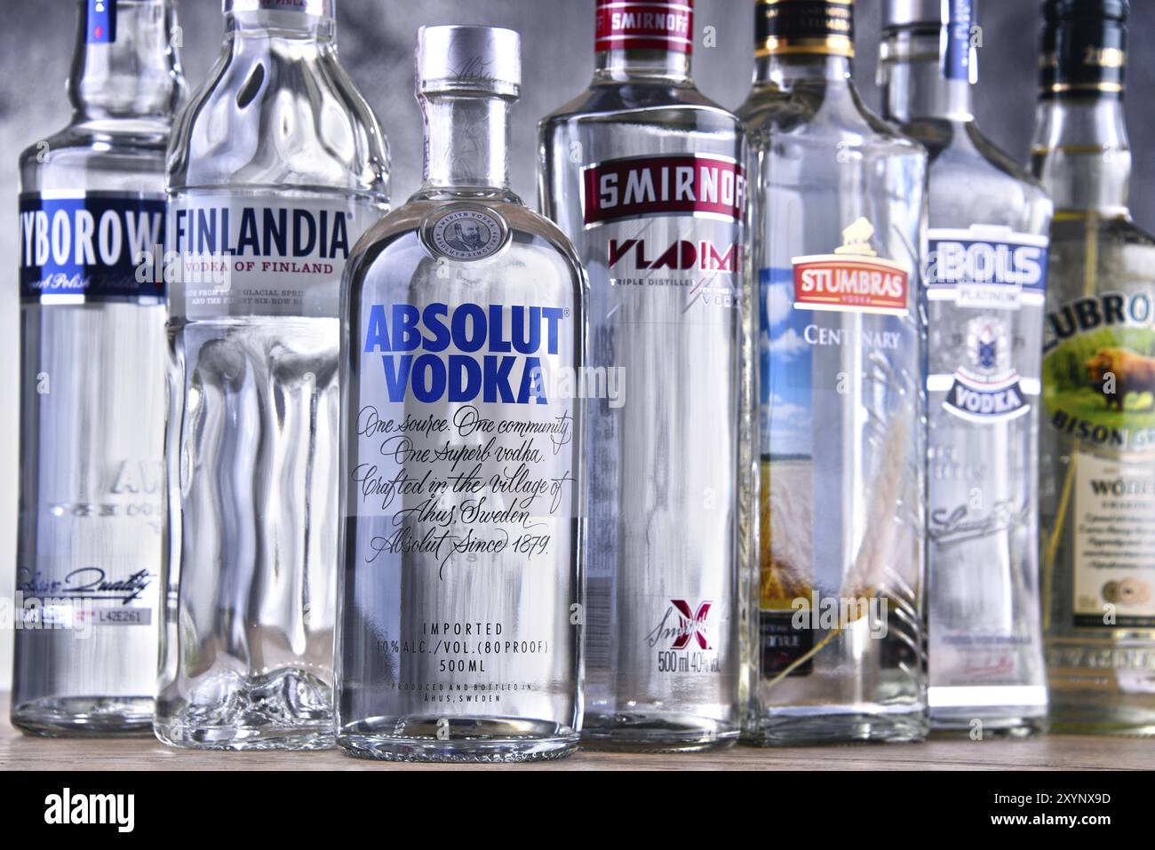 Bottles of several global brands of vodka Stock Photo - Alamy