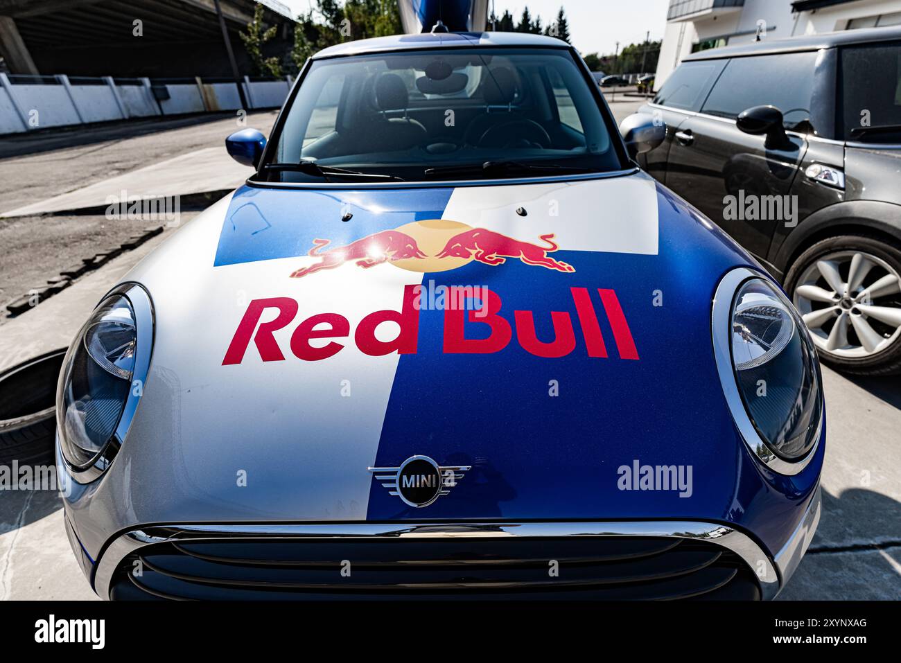 Lviv, Ukraine - August 25, 2024: Red Bull Mini Cooper car Stock Photo ...