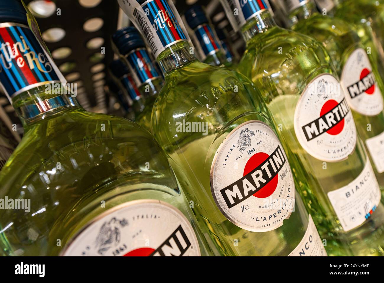 Lviv, Ukraine - August 26, 2024: Martini bianco vermouth bottles Stock ...