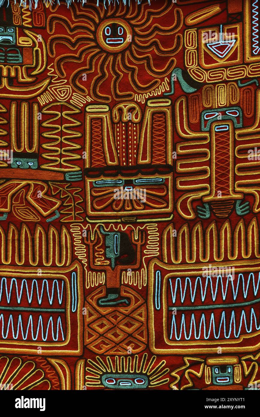 Typical inca style cloth pattern at pisac market in Peru Stock Photo ...
