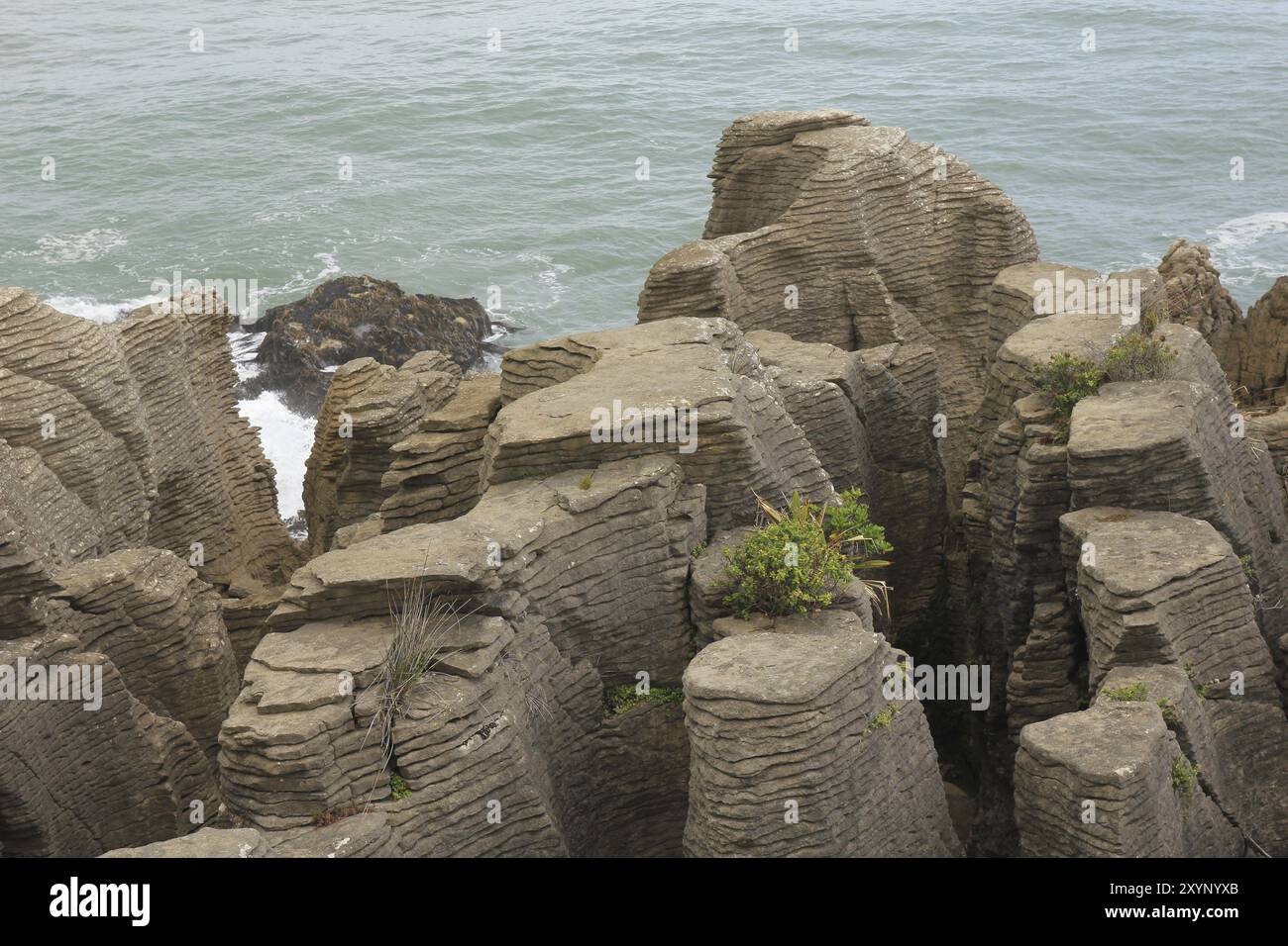 Rock formations in Punakaiki, New Zealand. Pancake Rocks Stock Photo ...