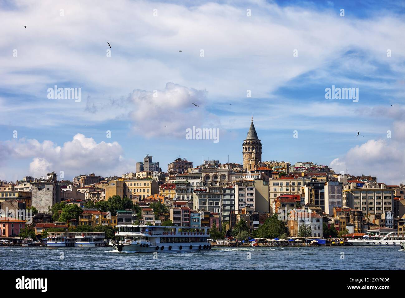 Istanbul city skyline as seen from the Golden Horn, Beyoglu district ...