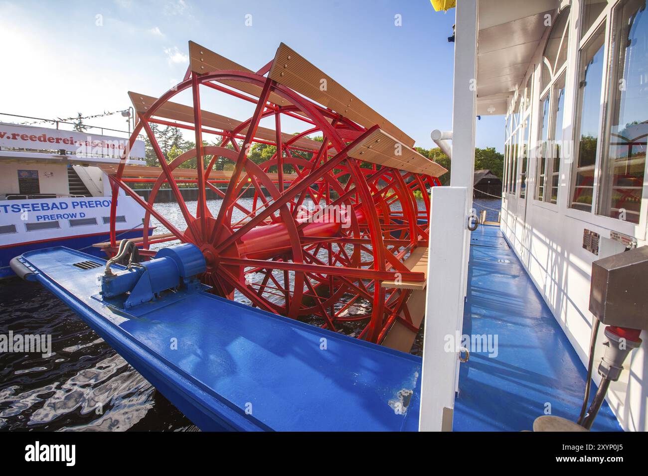 Red water wheel of an old steamship Stock Photo - Alamy