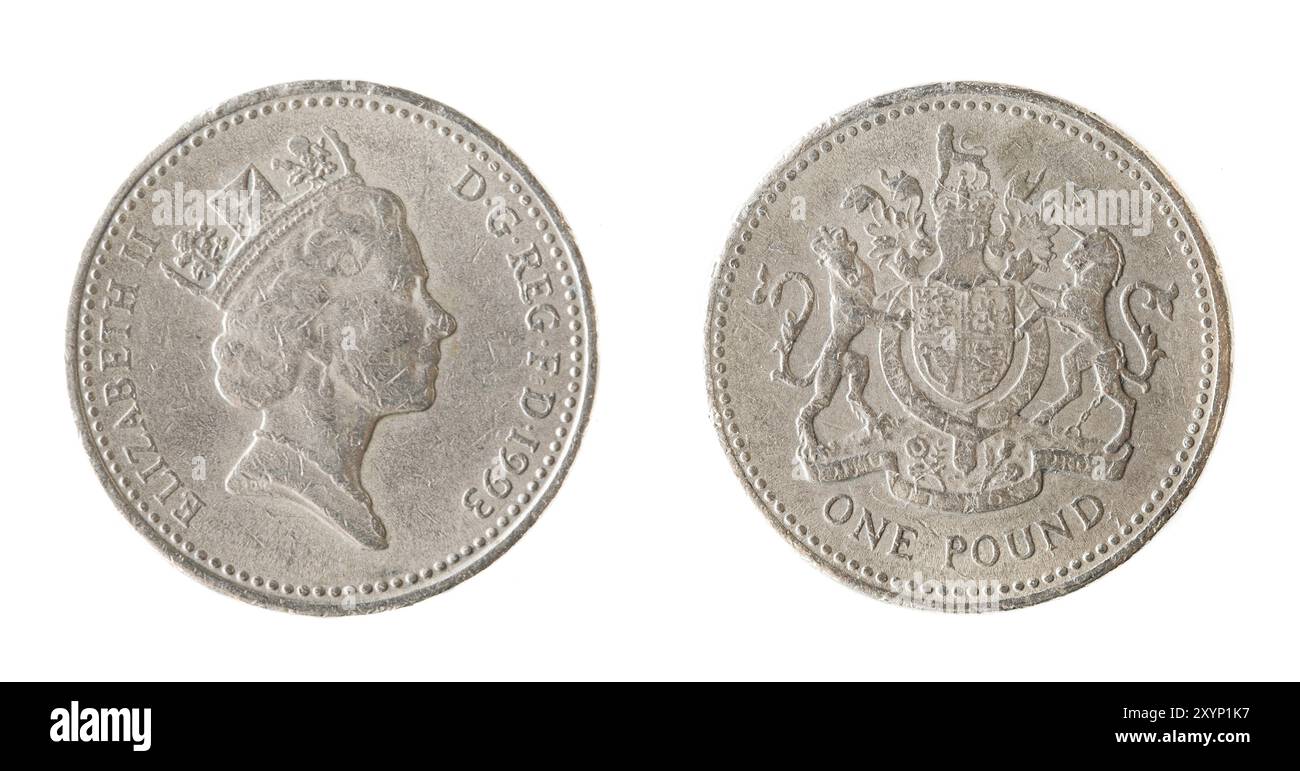One british Pound coin isolated on white background Stock Photo - Alamy