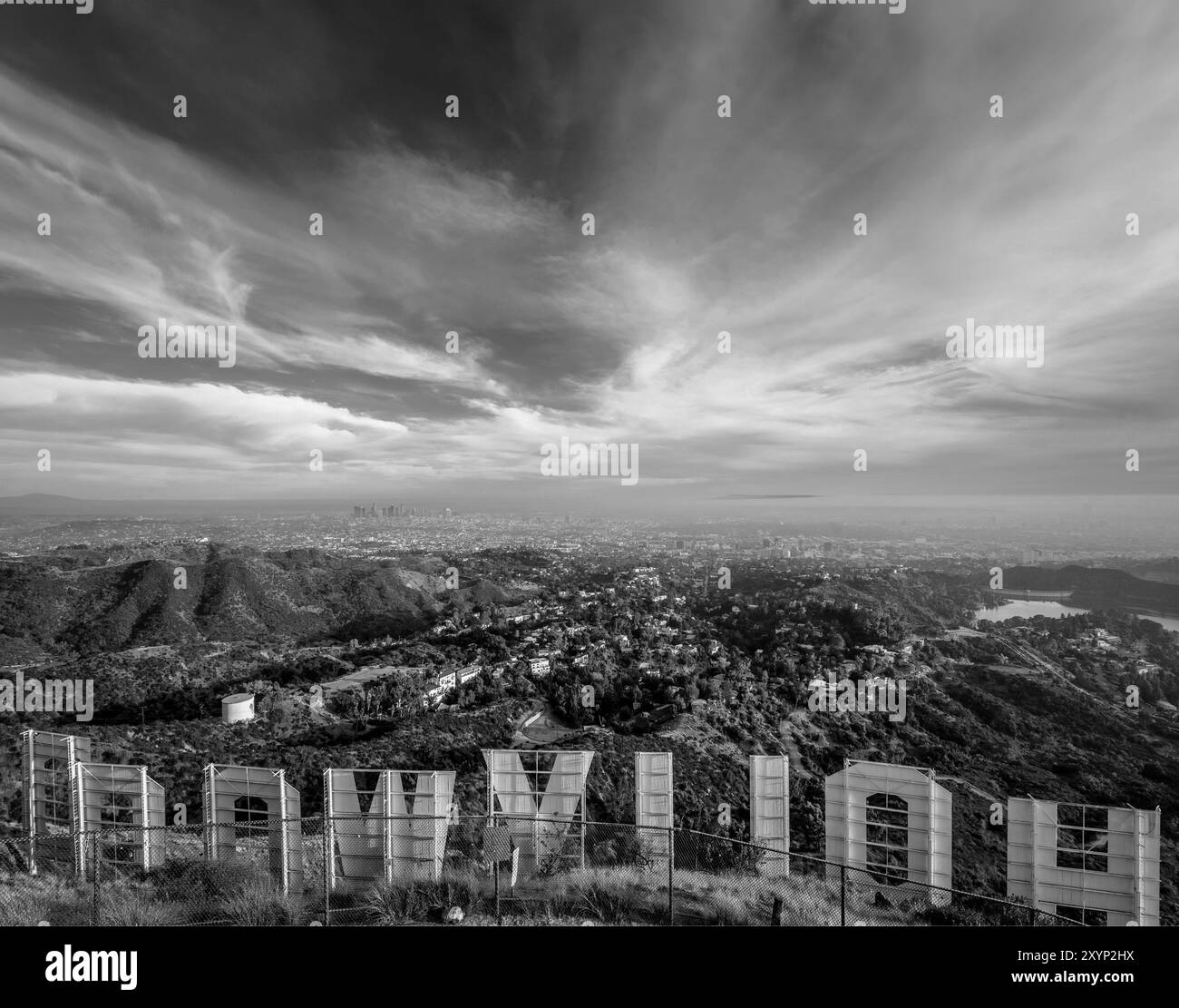 View above the Hollywood Sign on Mount Lee, in Griffith Park, Los ...