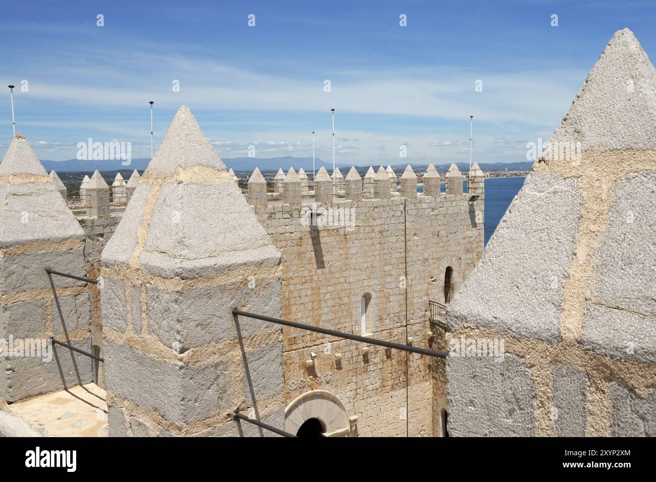Detail of Pope Luna's Castle in Peniscola, Valencia Province, Spain. In ...