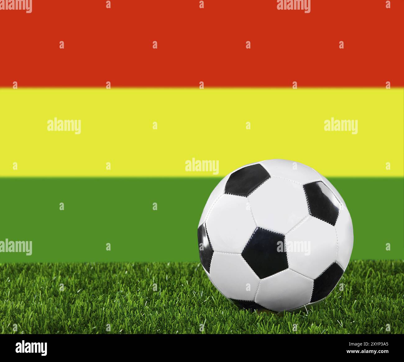The Bolivian flag and soccer ball on the green grass Stock Photo - Alamy
