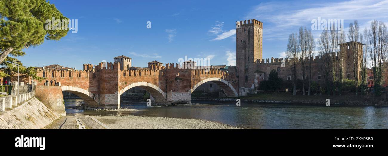 The medieval castle and bridge of Castelvecchio, in the old town of ...
