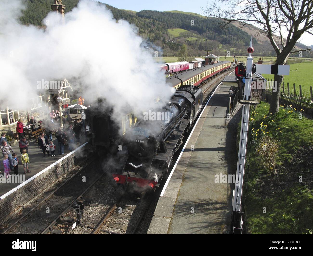 Steam train, Carrog station, Langollen Museum Railway, North Wales ...