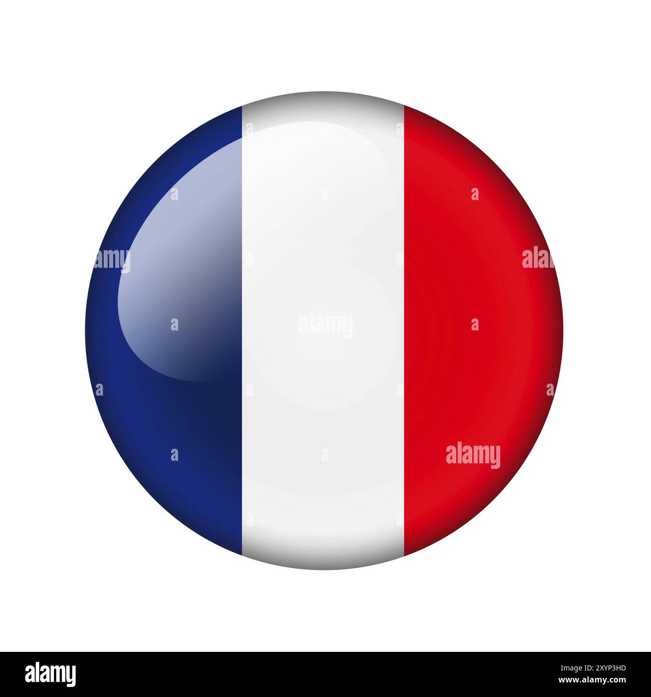 The French flag. Round glossy icon. Isolated on white background Stock ...