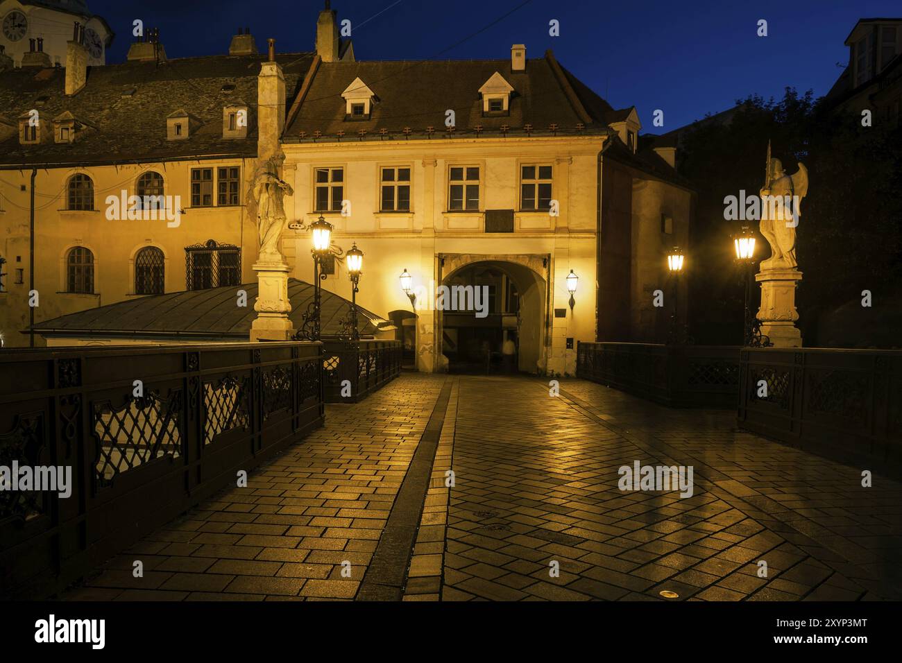 Entrance to Bratislava Old Town at night from Michalska Street ...